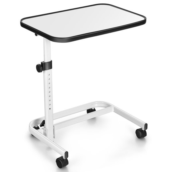 Inbox Zero Rolling Overbed Bedside Table with 9-Level Adjustable Height | Wayfair